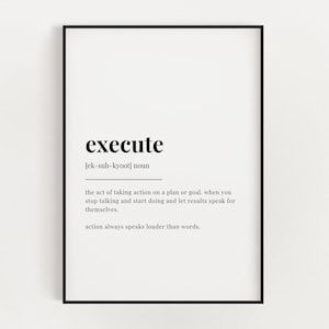 EXECUTE DEFINITION MEANING | Printable Wall Art | Execute Print ...