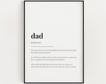 Dad Definition Print, Dictionary Poster, Quote Wall Art, Dad Print ...