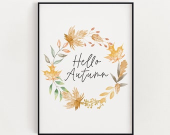 Hello Fall Printable Wall Art Digital Download Print - Etsy