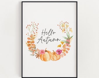 Hello Fall Printable Wall Art Digital Download Print - Etsy