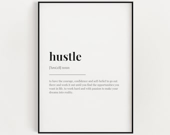Hustle Print Hustle Printable Art Print Gold Wall Art Office - Etsy