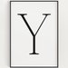 Letter Y Typography Wall Art | Letter Y Wall Art Print | Home Decor ...