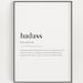 BADASS DEFINITION PRINT | Wall Art Print | Badass Print | Definition ...