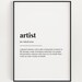 ARTIST MEANING PRINT | Printable Wall Art | Gift for Artist ...