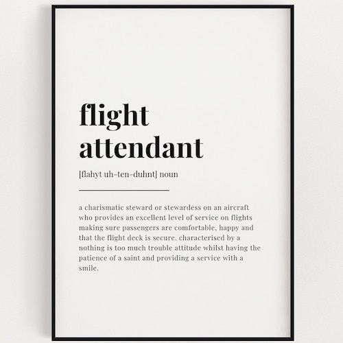 Printable Wall Art Flight Attendant Meaning Flight Attendant - Etsy