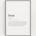BOSS DEFINITION MEANING | Printable Wall Art | Gift for Boss | Instant ...