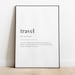 TRAVEL DEFINITION MEANING | Printable Wall Art | Travel Décor | Digital ...