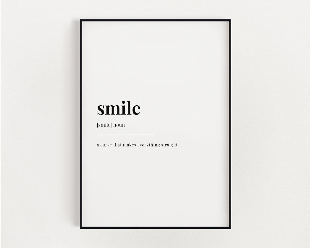 SMILE DEFINITION PRINT Wall Art Print Smile Print Definition Print ...