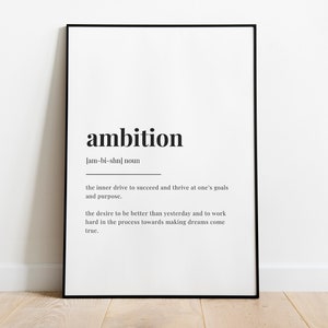 AMBITION DEFINITION PRINT | Digital Download | Printable Wall Art ...