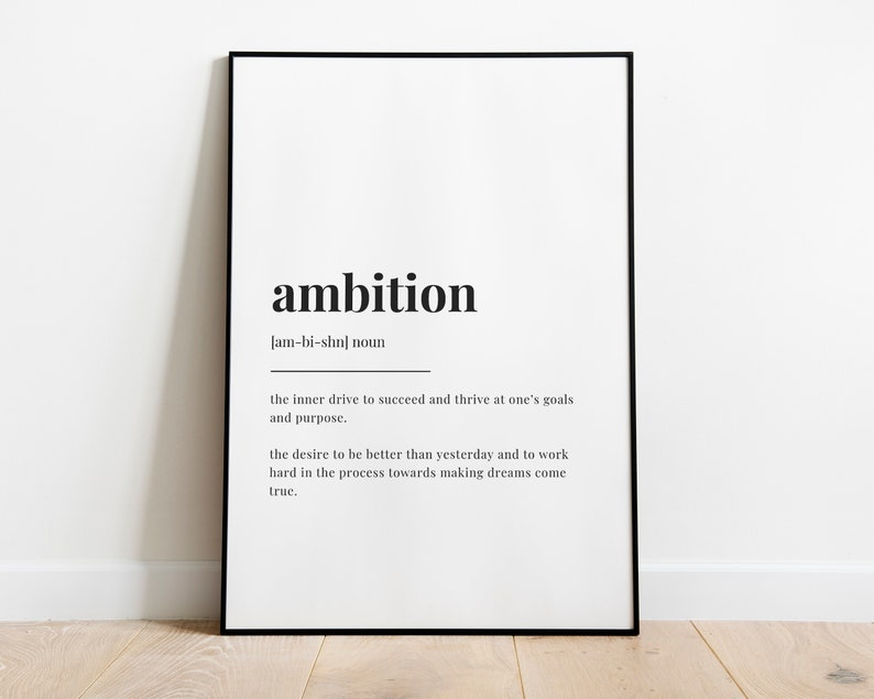 AMBITION DEFINITION PRINT | Digital Download | Printable Wall Art ...