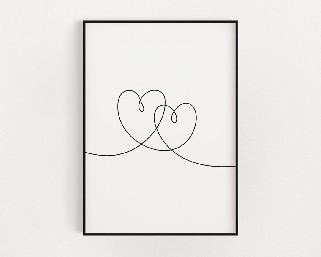 LINE DRAWING PRINT | Heart Line Drawing Print | Abstract Line Art ...