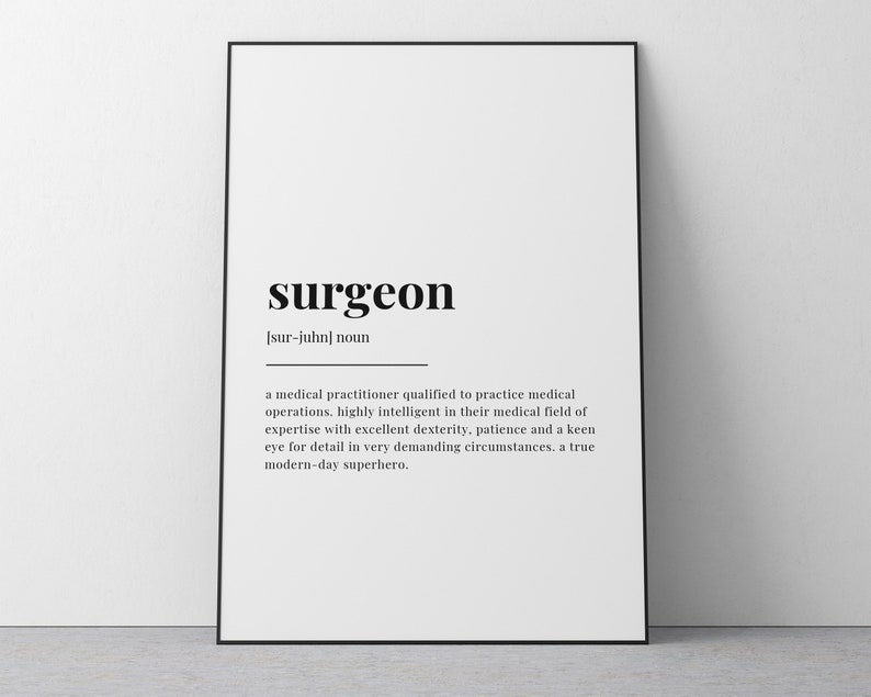 SURGEON DEFINITION PRINT | Wall Art Print | Gift for Surgeon ...