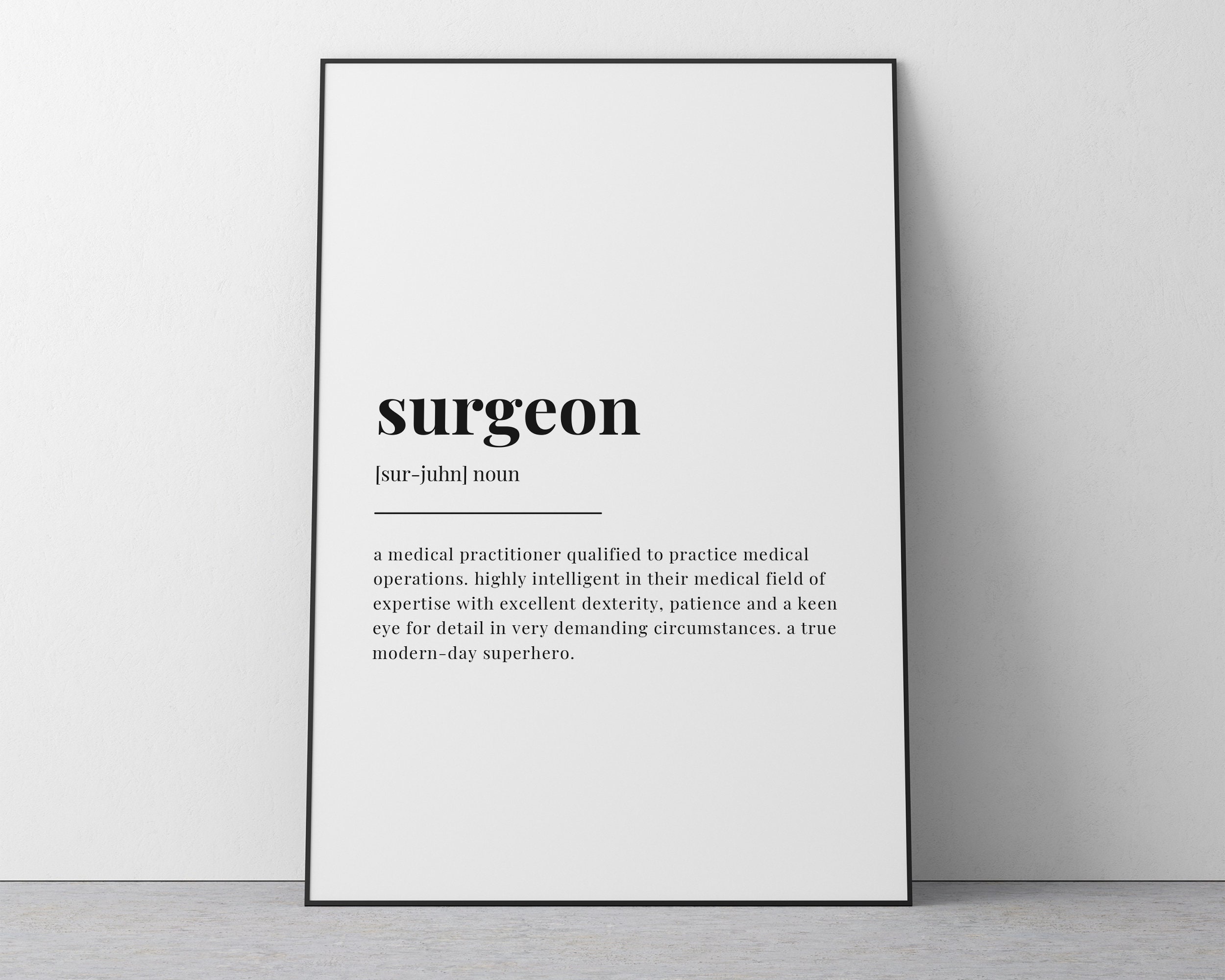 SURGEON DEFINITION PRINT | Wall Art Print | Gift for Surgeon ...