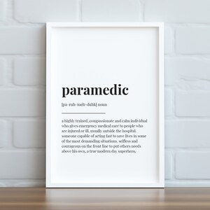 PARAMEDIC DEFINITION PRINT | Printable Wall Art | Definition Print ...