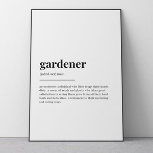 GARDENER DEFINITION MEANING | Printable Wall Art | Gardener Gift ...
