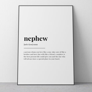NEPHEW DEFINITION PRINT, Wall Art Print, Quote Wall Art, Wall Decor ...