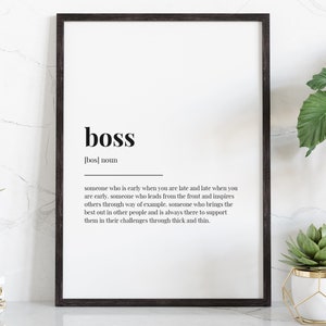 BOSS DEFINITION MEANING | Printable Wall Art | Gift for Boss | Instant ...