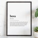BOSS DEFINITION MEANING Printable Wall Art Gift for Boss Instant ...