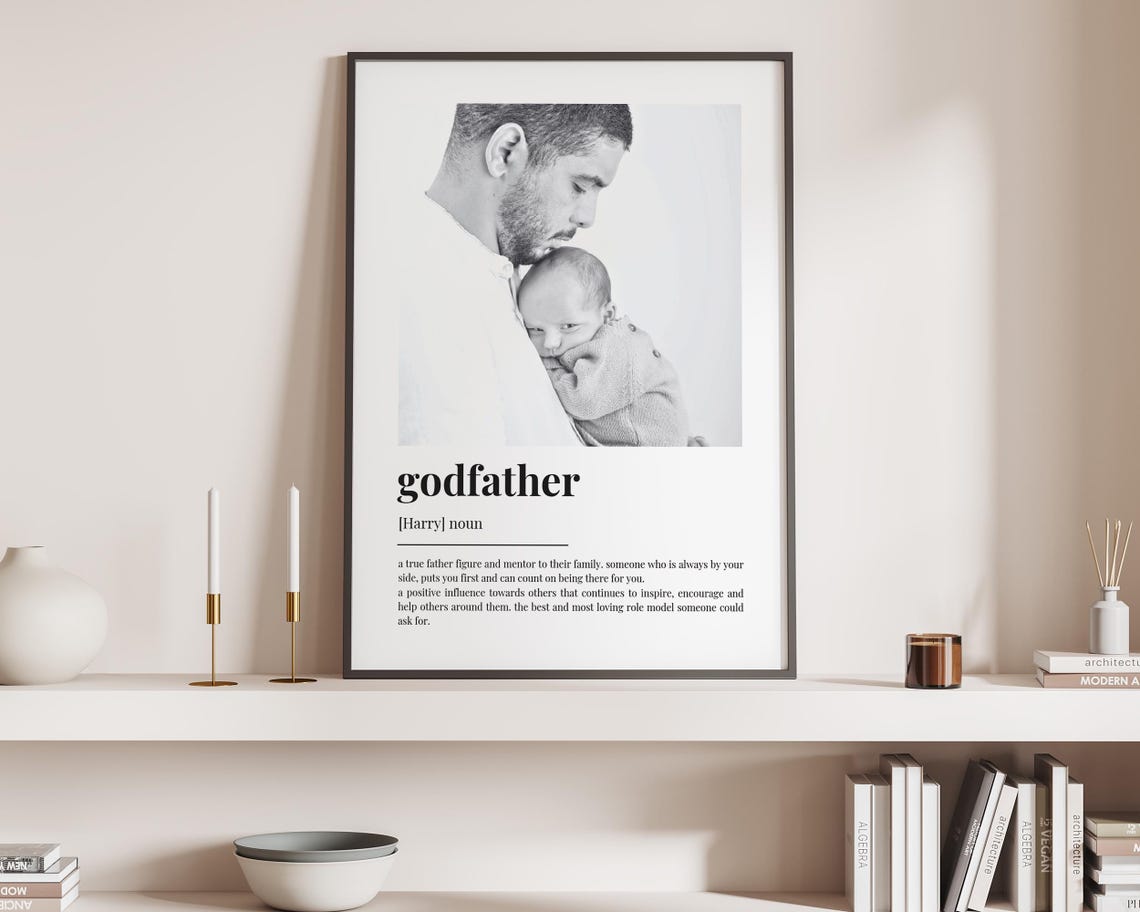 PERSONALISED GODFATHER DEFINITION Print, Wall Art Print, Godfather Gift ...