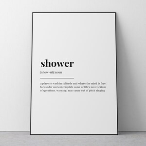 SHOWER DEFINITION PRINT | Wall Art Print | Shower Print | Definition ...