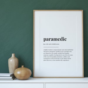 PARAMEDIC DEFINITION PRINT | Printable Wall Art | Definition Print ...