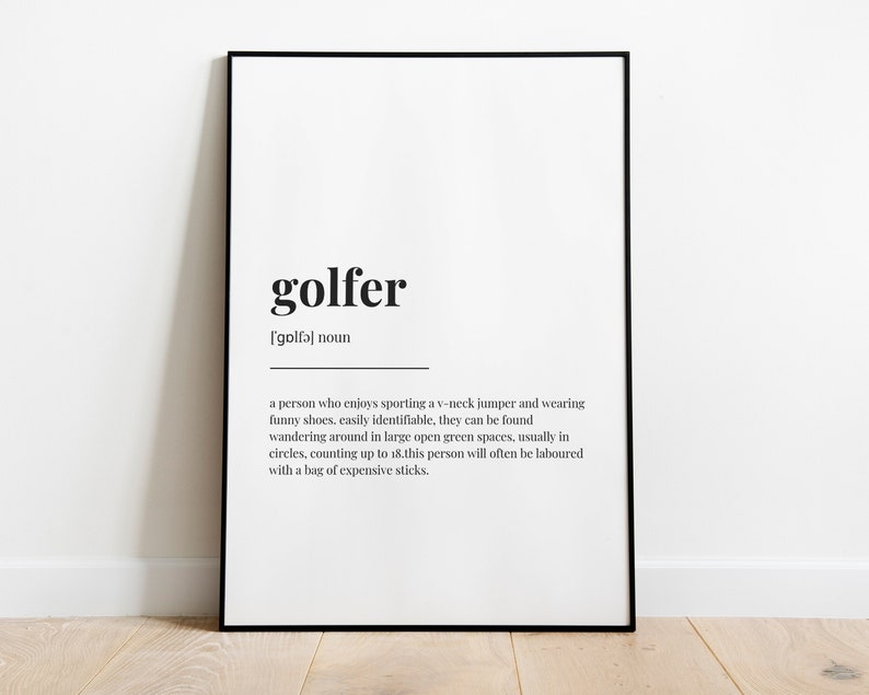 GOLFER DEFINITION PRINT, Wall Art Print, Quote Wall Art, Gift for ...