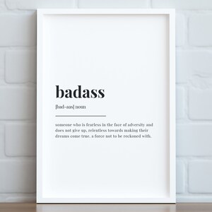 BADASS DEFINITION PRINT | Wall Art Print | Badass Print | Definition ...