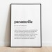 PARAMEDIC DEFINITION PRINT Printable Wall Art Definition - Etsy UK