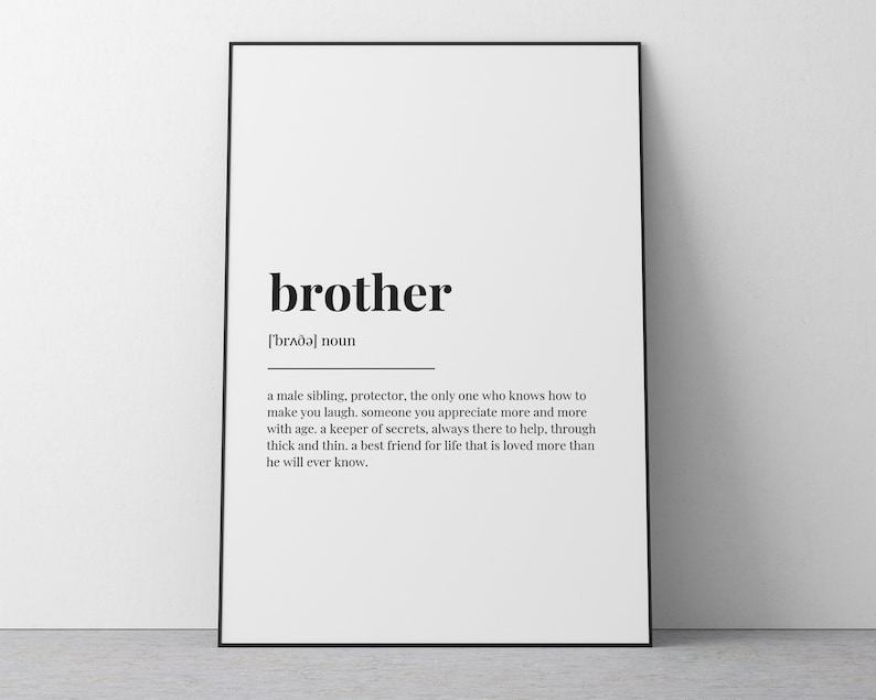 BROTHER DEFINITION MEANING Printable Wall Art Brother Gift - Etsy