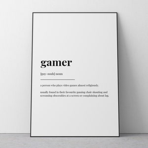 GAMER DEFINITION PRINT | Digital Download | Printable Wall Art ...