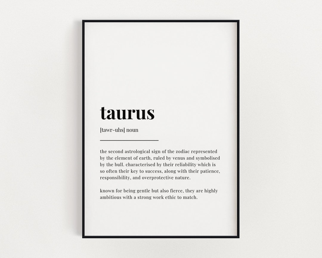 TAURUS DEFINITION MEANING | Digital Download | Printable Wall Art ...