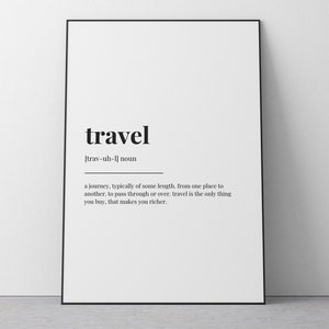 TRAVEL DEFINITION MEANING | Printable Wall Art | Travel Décor | Digital ...