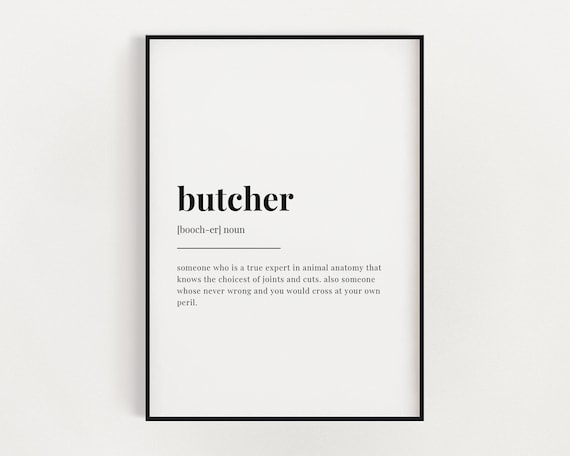 BUTCHER DEFINITION PRINT Butcher Print Gift for Butcher - Etsy