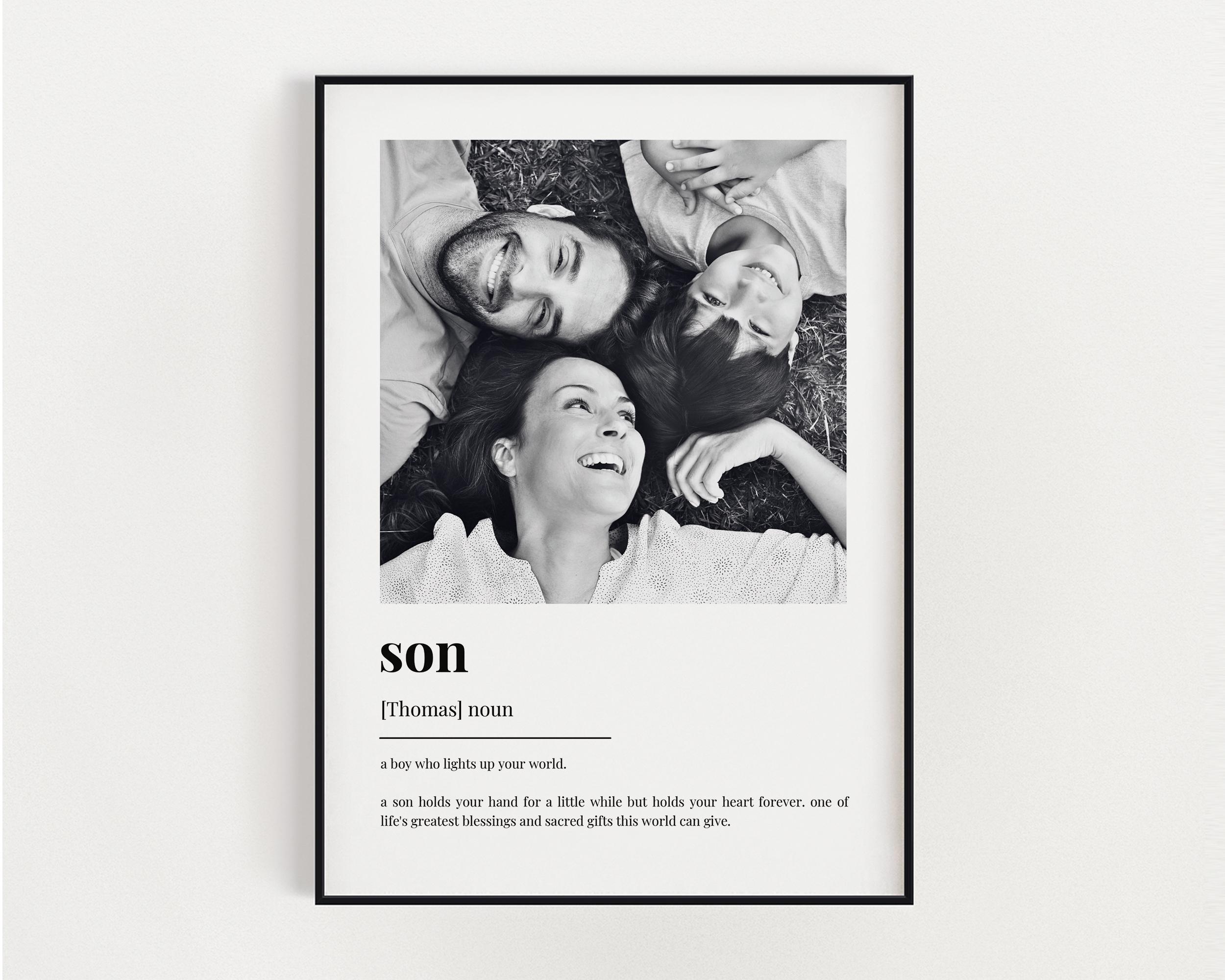 PERSONALISED SON DEFINITION Print, Wall Art Print, Son Gift, Photo ...