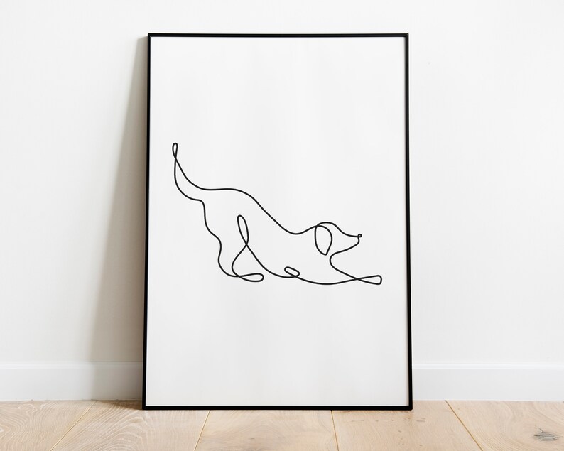DOG LINE DRAWING Print | Printable Wall Art | Instant Download Black ...