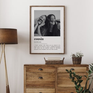 PERSONALISED COUSIN DEFINITION Print | Wall Art Print | Cousin Gift ...