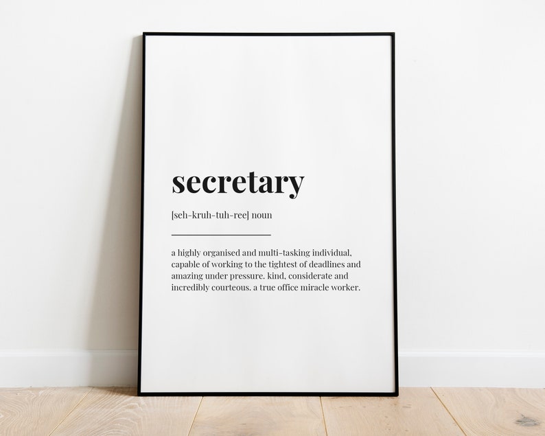 SECRETARY Definition Print, Wall Art Print, Definition Print, Quote ...