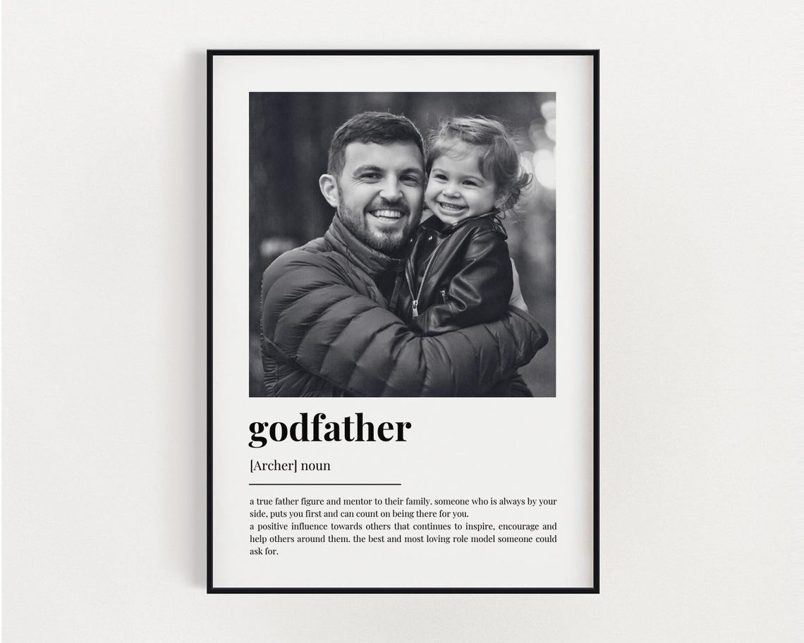 PERSONALISED GODFATHER DEFINITION Print, Wall Art Print, Godfather Gift ...