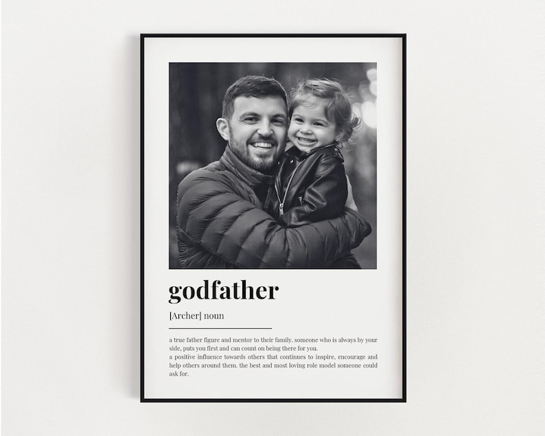 PERSONALISED GODFATHER DEFINITION Print, Wall Art Print, Godfather Gift ...