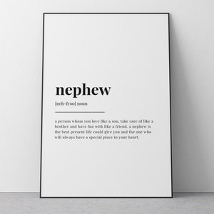 Instant Download Printable Wall Art, Nephew Definition Meaning, Nephew ...