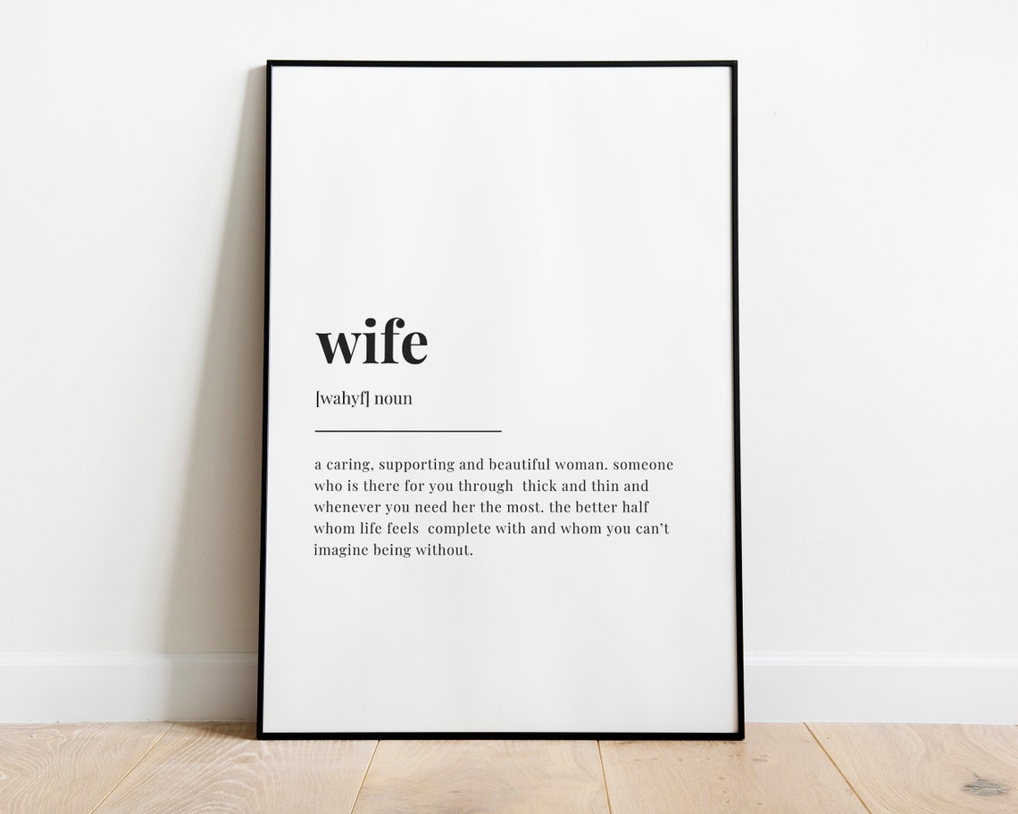 WIFE DEFINITION MEANING, Printable Wall Art, Wife Gift, Instant ...