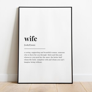 WIFE DEFINITION MEANING, Printable Wall Art, Wife Gift, Instant ...