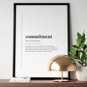 COMMITMENT DEFINITION PRINT | Wall Art Print | Commitment Print | Definition Print | Quote Print ...