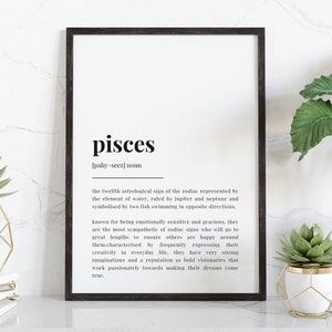 PISCES DEFINITION PRINT | Wall Art Print | Pisces Print | Gift for ...