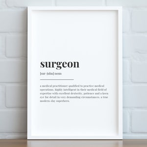 SURGEON DEFINITION PRINT | Wall Art Print | Gift for Surgeon ...