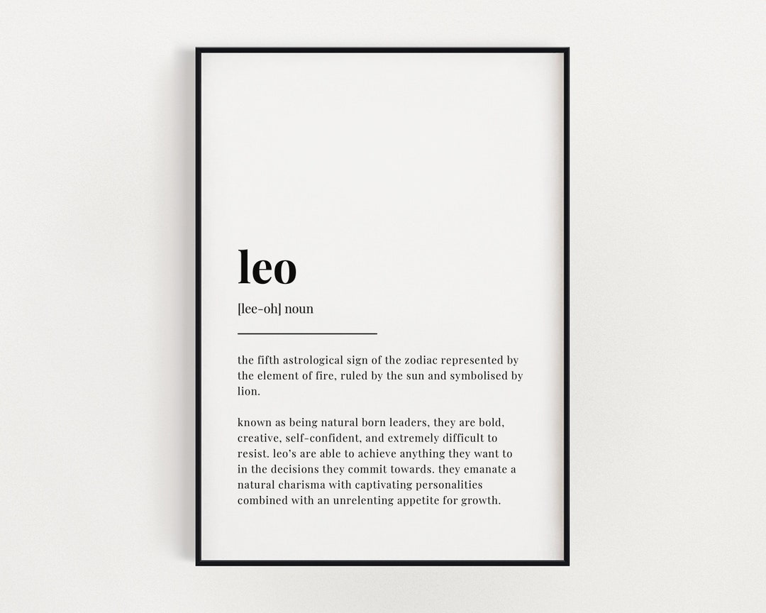 LEO DEFINITION PRINT Wall Art Print Leo Print Gift for Leo Zodiac Star ...