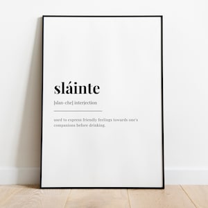 Slainte Definition Meaning | Printable Wall Art | Wall Decor | Instant ...