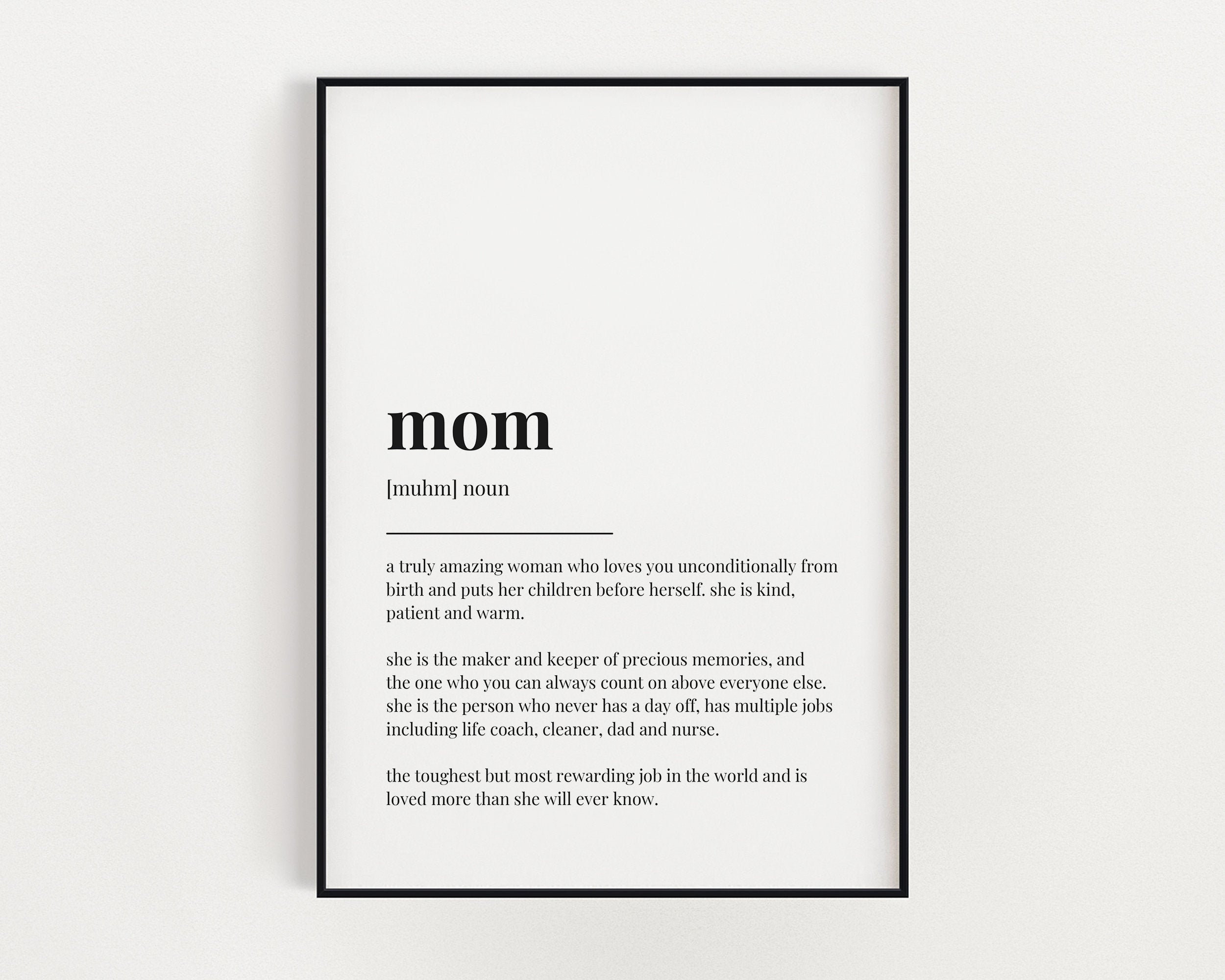MOM DEFINITION MEANING Printable Wall Art Mom Gift - Etsy