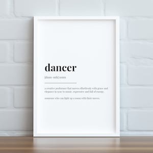 DANCER DEFINITION PRINT | Wall Art Print | Dancer Print | Definition ...