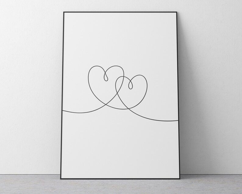 HEART LINE DRAWING Print | Printable Wall Art | Instant Download ...